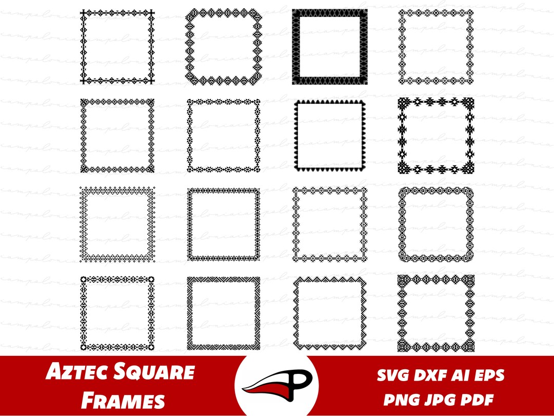 Aztec Inspired Square Pattern SVG, Tribal Rectangle Border PNG, Native ...
