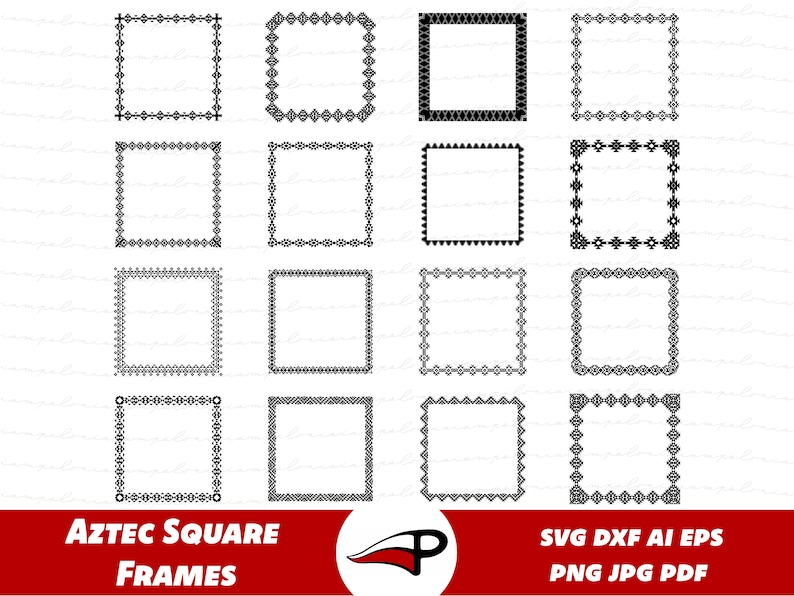 Aztec Inspired Square Pattern SVG, Tribal Rectangle Border PNG, Native ...