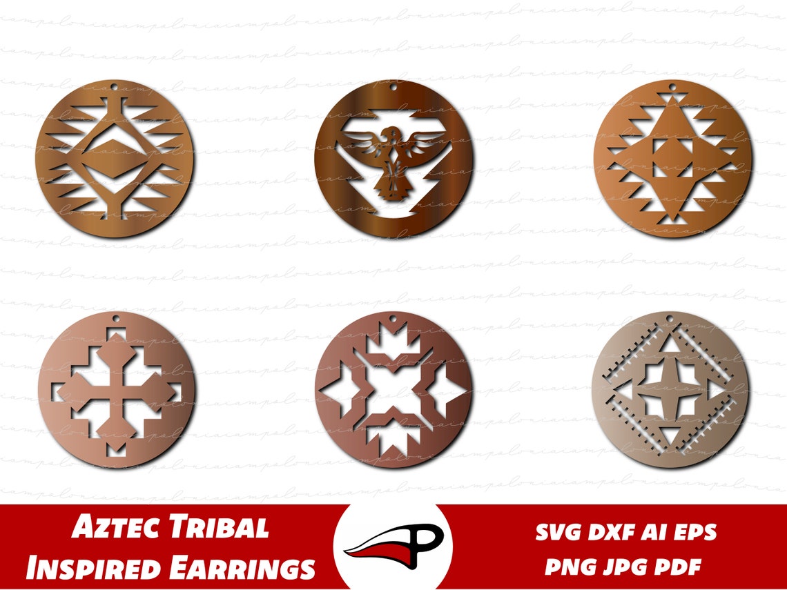 Aztec Tribal Inspired Earrings SVG Bundle for Cricut, Boho Teardrop and ...