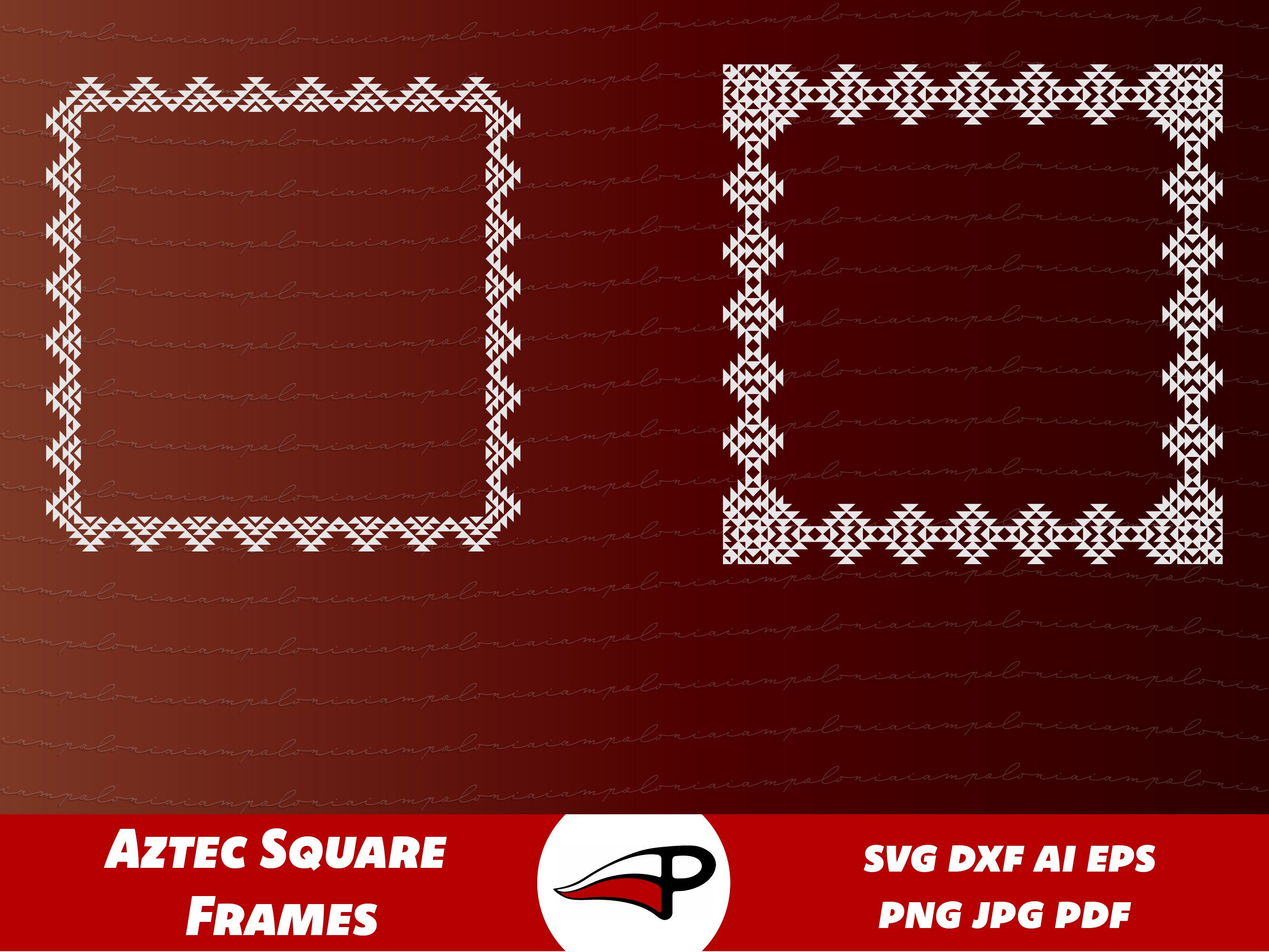 Aztec Inspired Square Pattern SVG, Tribal Rectangle Border PNG, Native ...