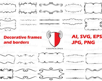 Hand Drawn Digital Borders Frame Svg Dividers Clipart | Etsy