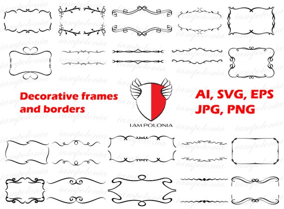 20 hand drawn digital borders frames dividers wedding | Etsy