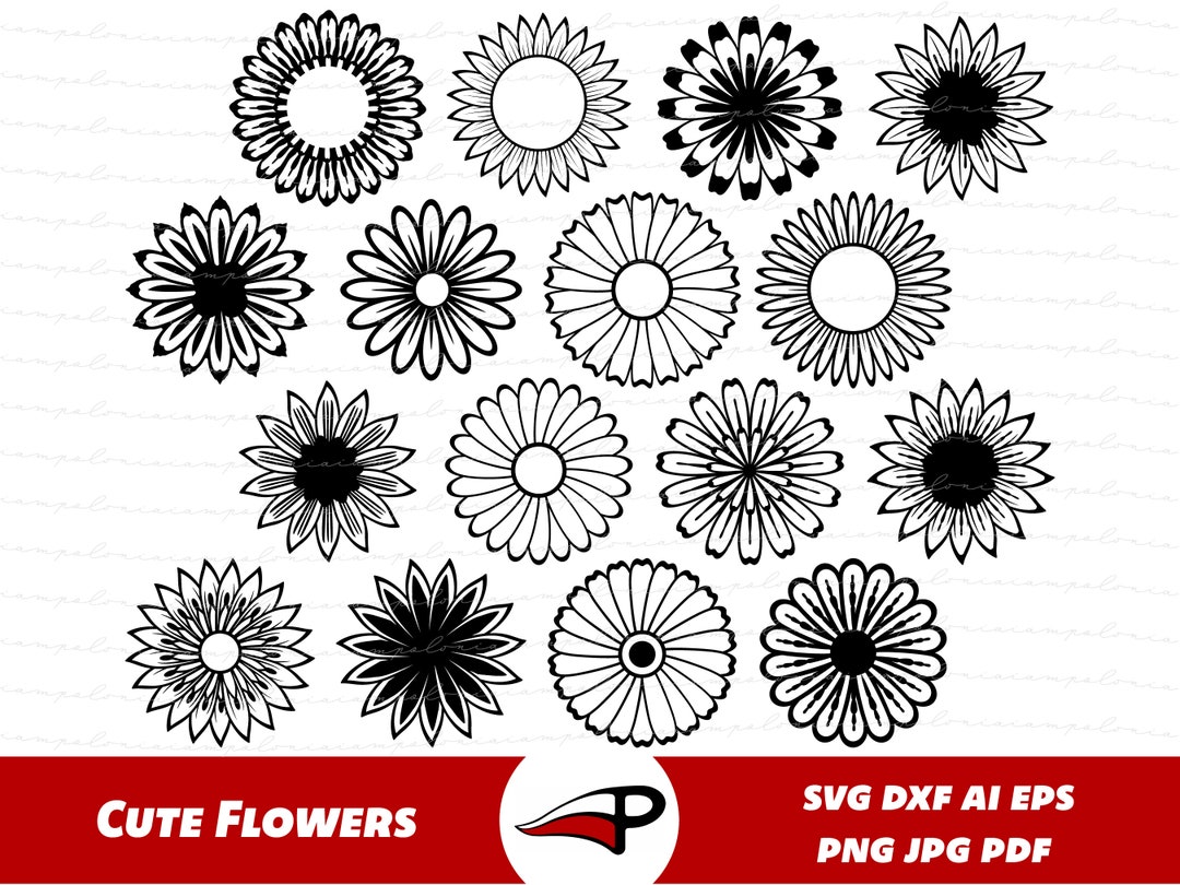 Cute Flowers SVG, Gardening Flower Icon Png, Flat Flowers Clipart ...