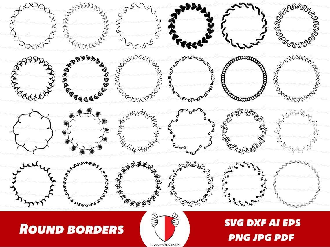 Circle Wreath Svg Bundle Floral And Geometric Wreath Border Etsy