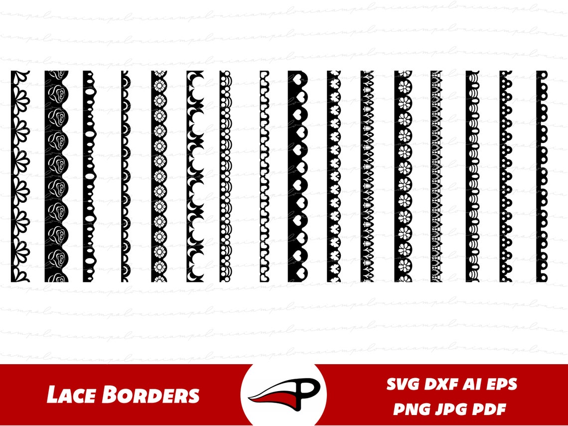 Lace Borders SVG, Flower Frames PNG, Seamless Edge DXF, Laser Cut ...