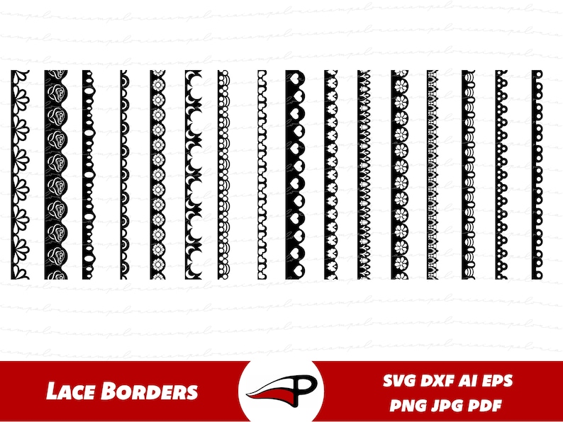 Lace Borders SVG, Flower Frames PNG, Seamless Edge DXF, Laser Cut ...
