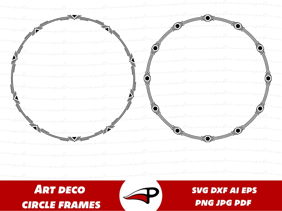 Art Deco Circle Frames SVG Vintage Retro Round Border PNG - Etsy