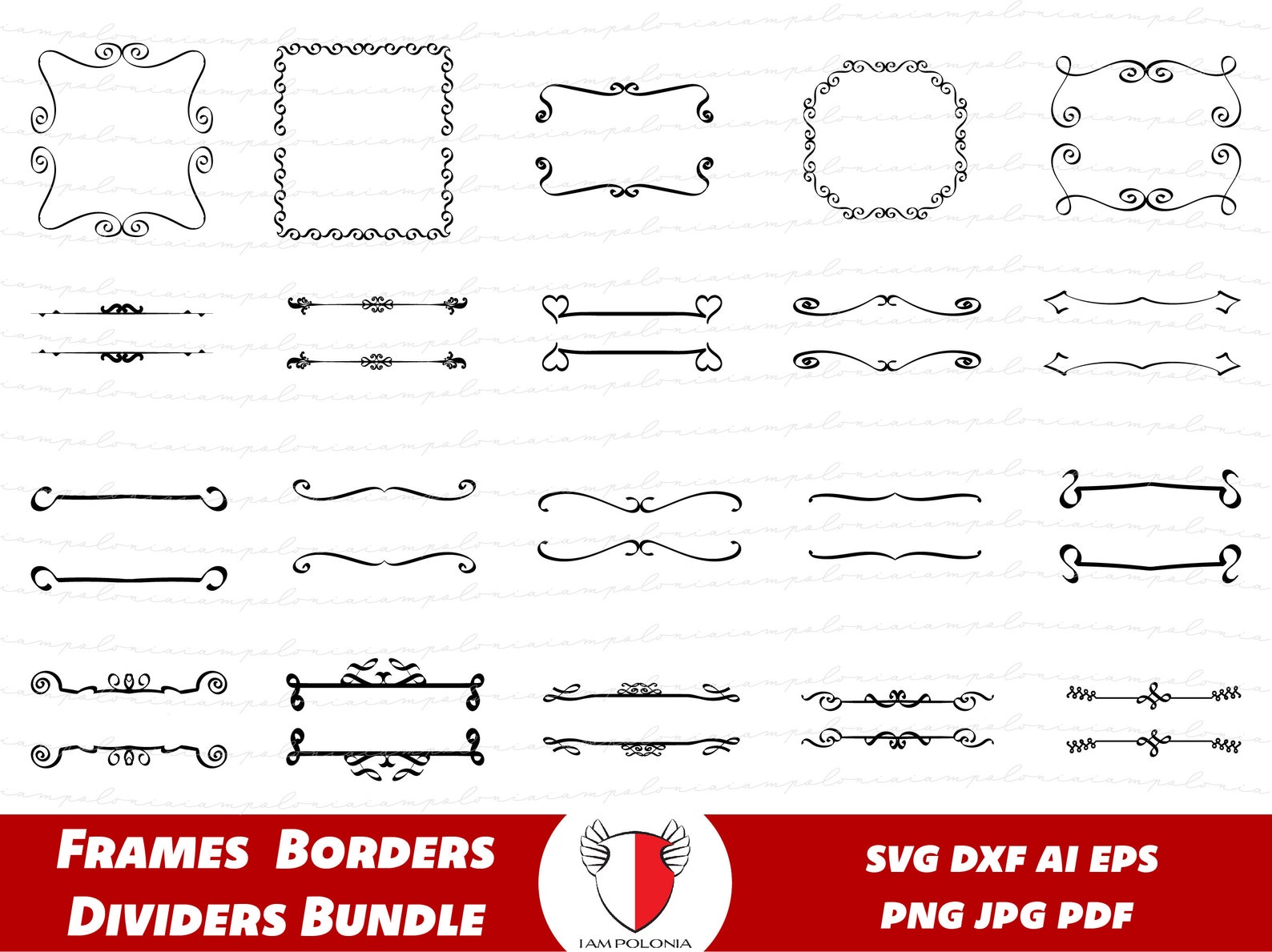 Hand Drawn Digital Borders Frames Dividers Wedding Clipart | Etsy