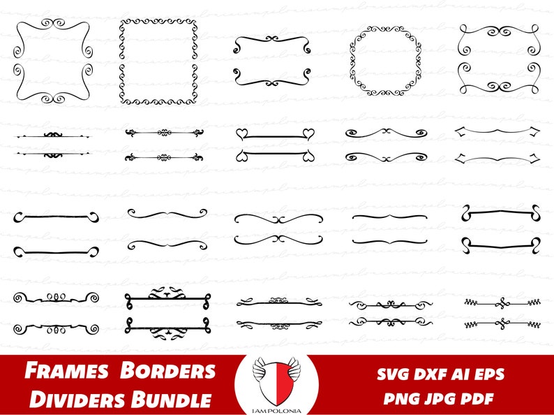Hand Drawn Digital Borders Frames Dividers Wedding Clipart | Etsy