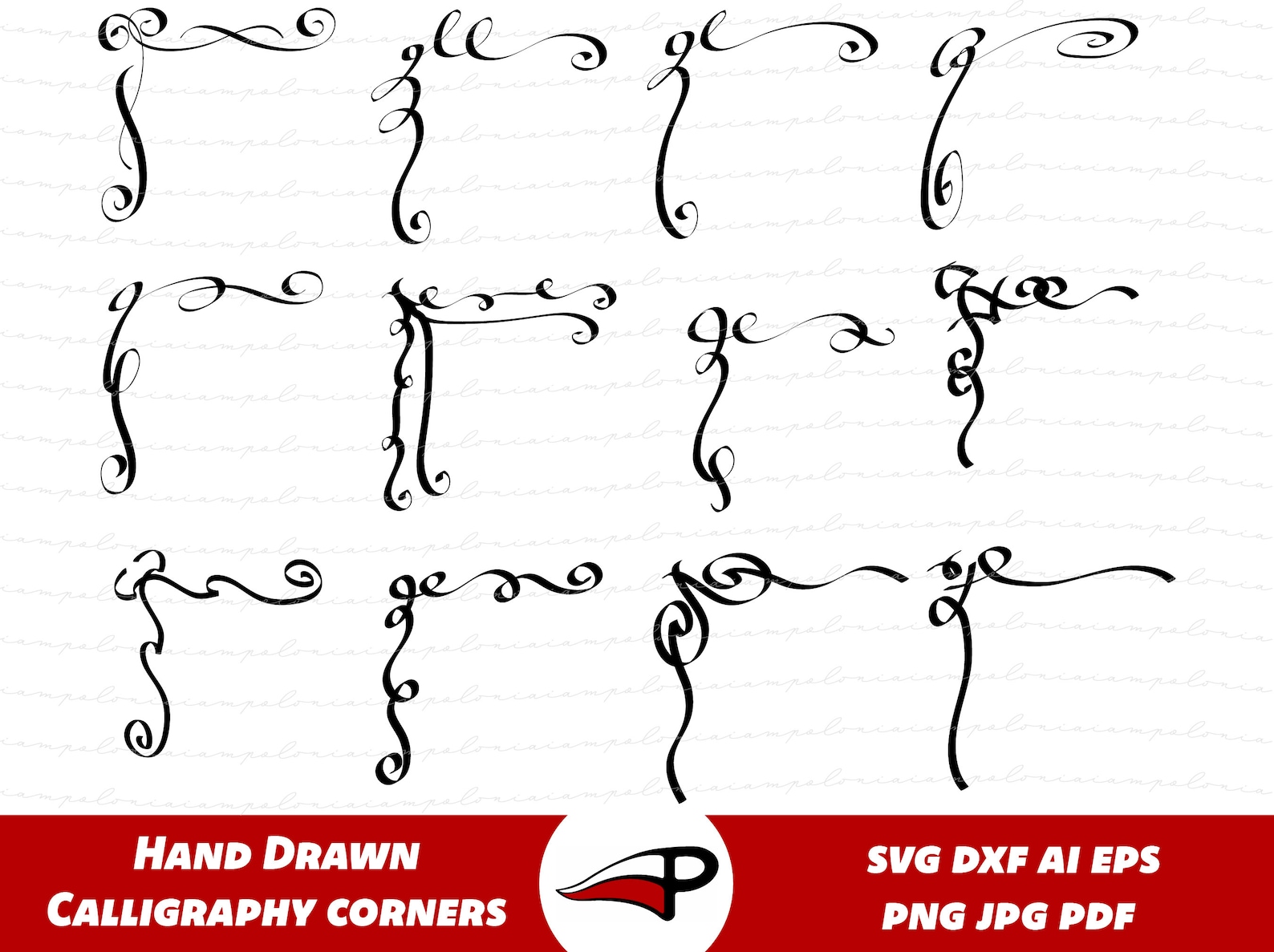 Hand Drawn Corner SVG, Calligraphic Border PNG, Corner Frame Clipart ...
