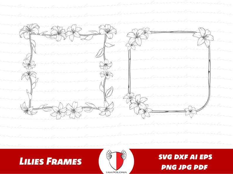 Lily Frames SVG Bundle Lilies Png Bouquet Clipart Flower | Etsy