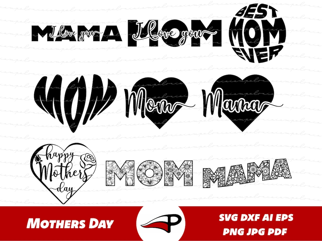 Mothers Day SVG Bundle, Gift for Mom PNG Pack, Mum Clipart Set, Happy ...