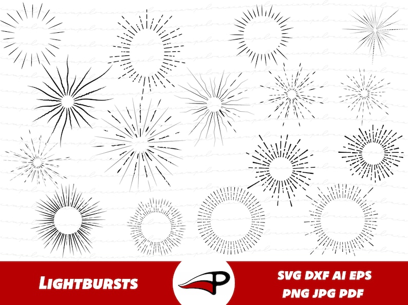 Lighburst SVG Bundle Sunburst PNG Pack Sun Rays Clipart Set - Etsy