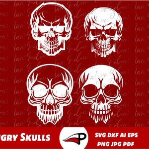 Angry Skull SVG, Realistic Cranium Png, Skull Tattoo, Laser Cut Head ...