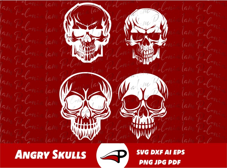 Angry Skull SVG, Realistic Cranium Png, Skull Tattoo, Laser Cut Head ...