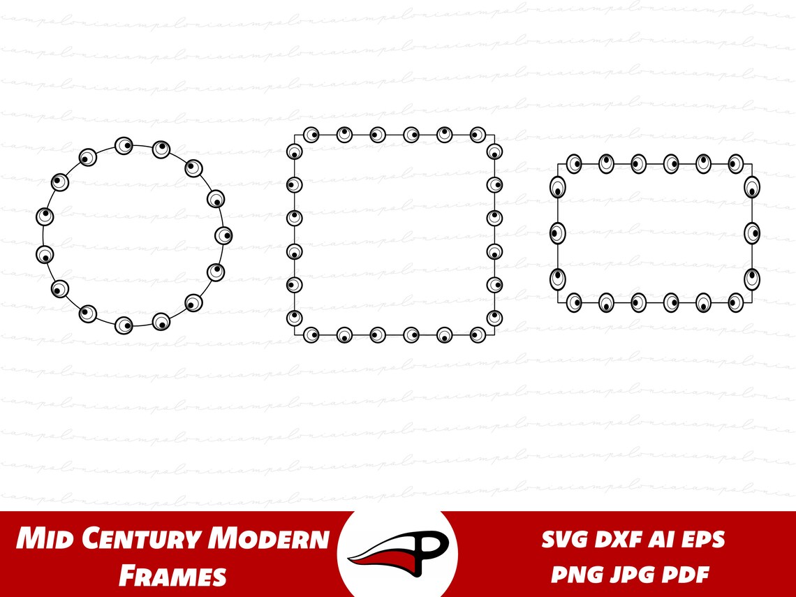 Mid Century Modern Frames SVG Bundle Retro PNG Borders - Etsy