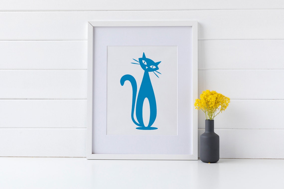 Atomic Cat SVG Bundle, Mid Century Modern Cat PNG Pack, Kitty Kitten ...