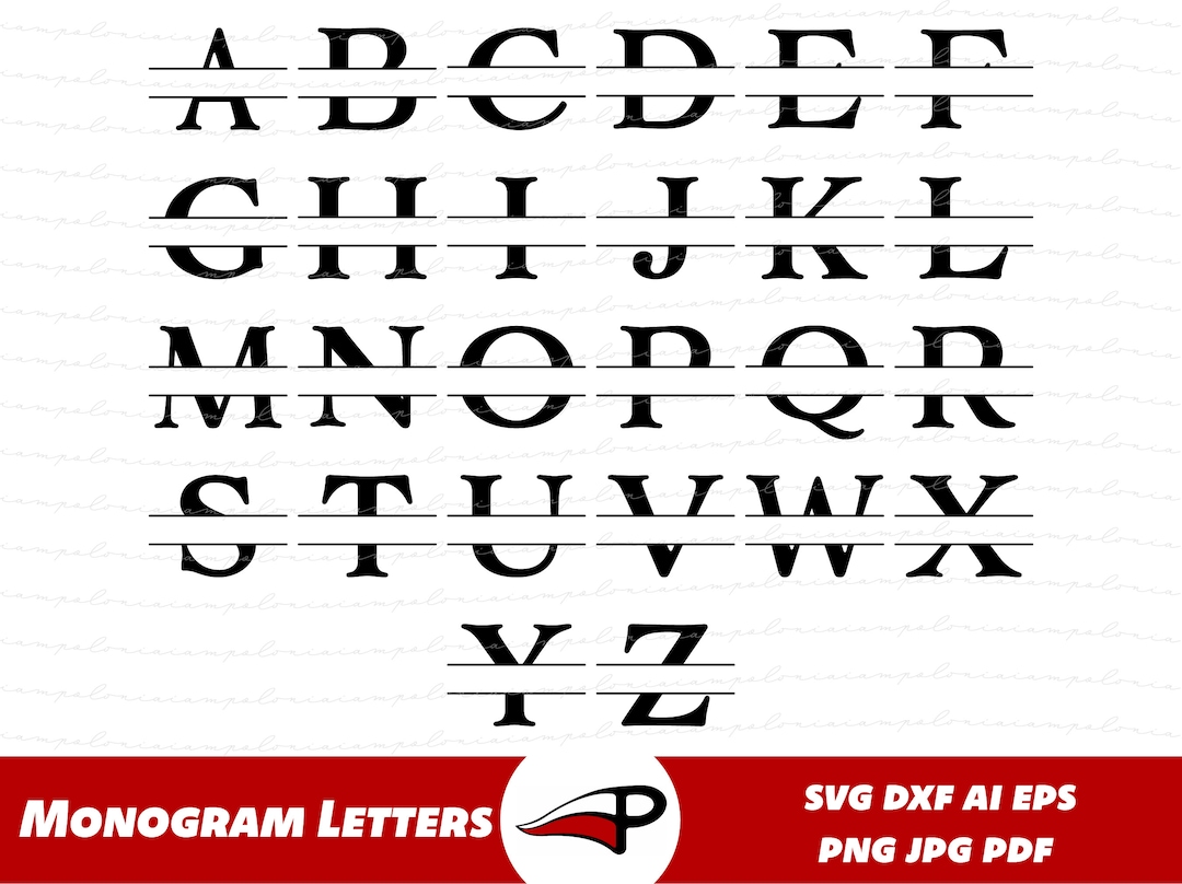 Monogram Letters SVG Bundle, Split Letters Monograms PNG, Letters ...