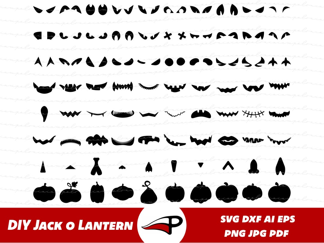 DIY Jack O Lantern Bundle, Halloween Faces Bundle, Scary Faces SVG ...