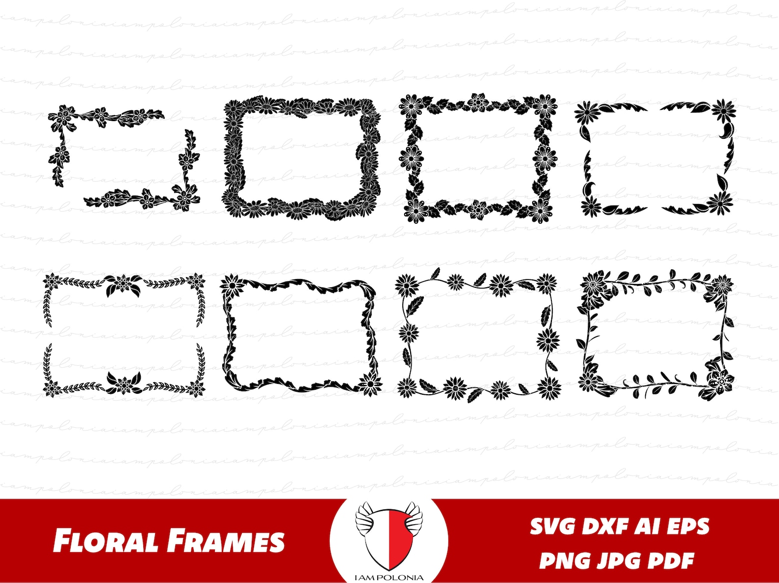 Floral Frames Bundle Cricut SVG Cut File Monogram Frame | Etsy