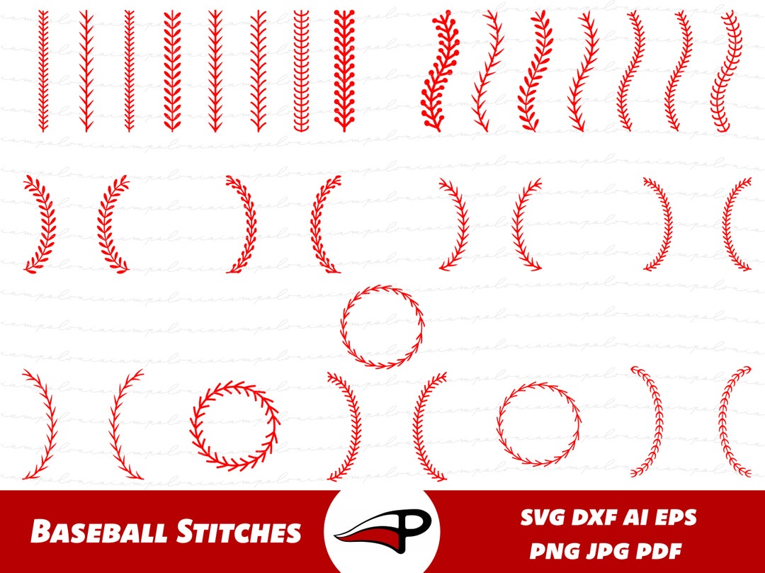 Baseball Stitches SVG Bundle, Softball Stitch PNG Pack, Baseball Seam ...
