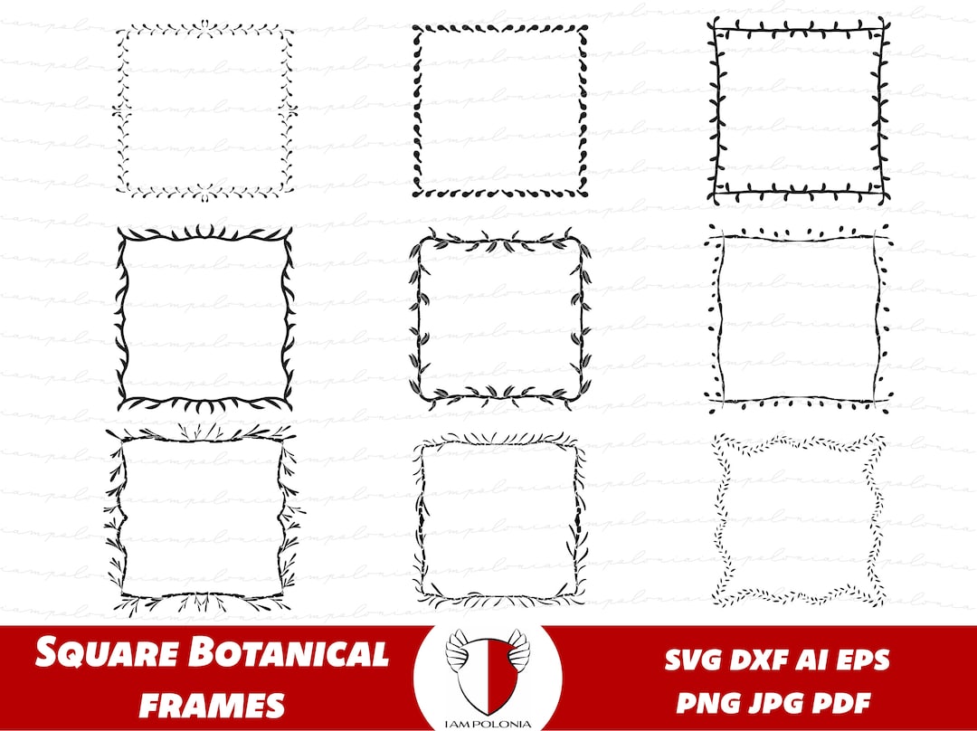 Square Border SVG Bundle, SVG Nature Frames, Flourish Frame Svg, Nature ...