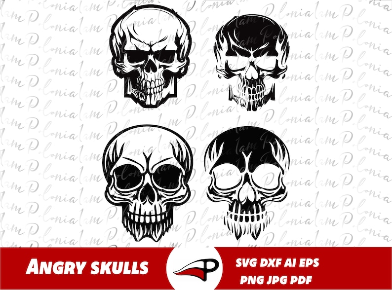 Angry Skull SVG, Realistic Cranium Png, Skull Tattoo, Laser Cut Head ...