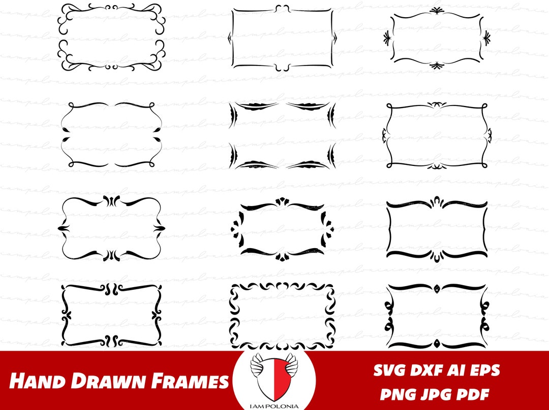 Hand Drawn Digital Frames, Borders, Dividers, Wedding Clipart, Vector ...