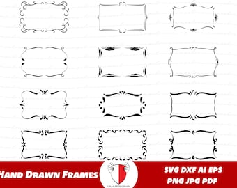 Hand Drawn Digital Borders Frames Dividers Wedding Clipart | Etsy