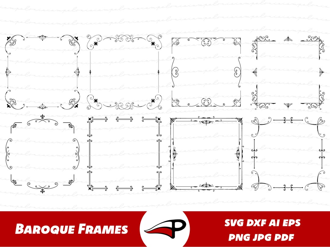 Baroque Square Frames SVG, Ornate Borders PNG, Fancy Frames for ...