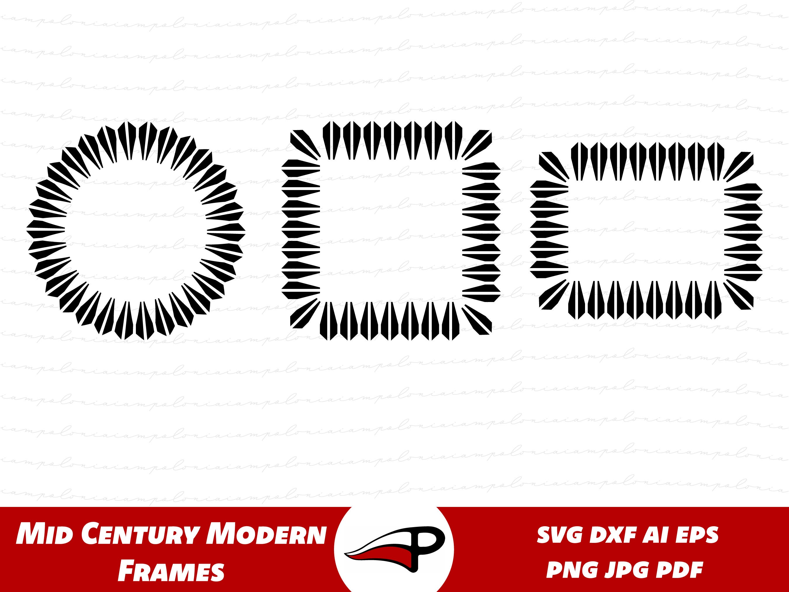 Mid Century Modern Frames SVG Bundle Retro PNG Borders - Etsy
