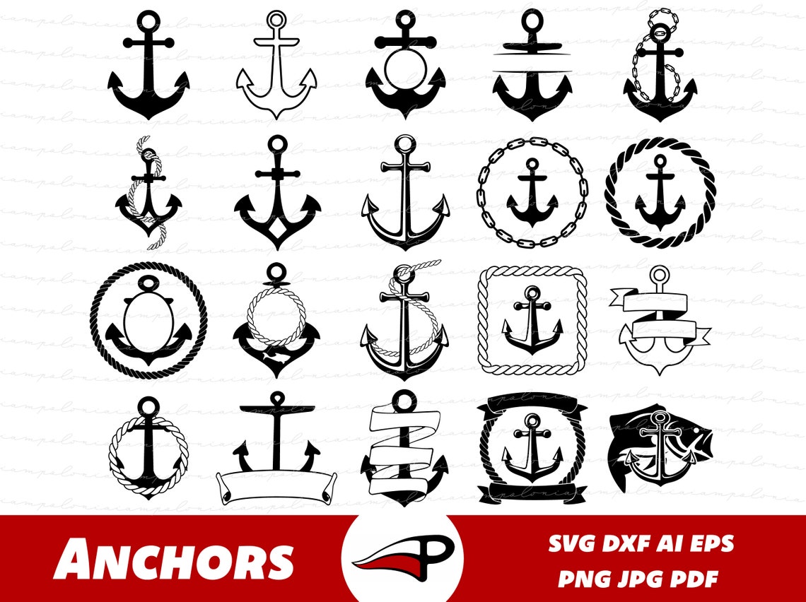 Anchor Svg Bundle Nautical Png Pack Boat Anchor Clipart Set - Etsy