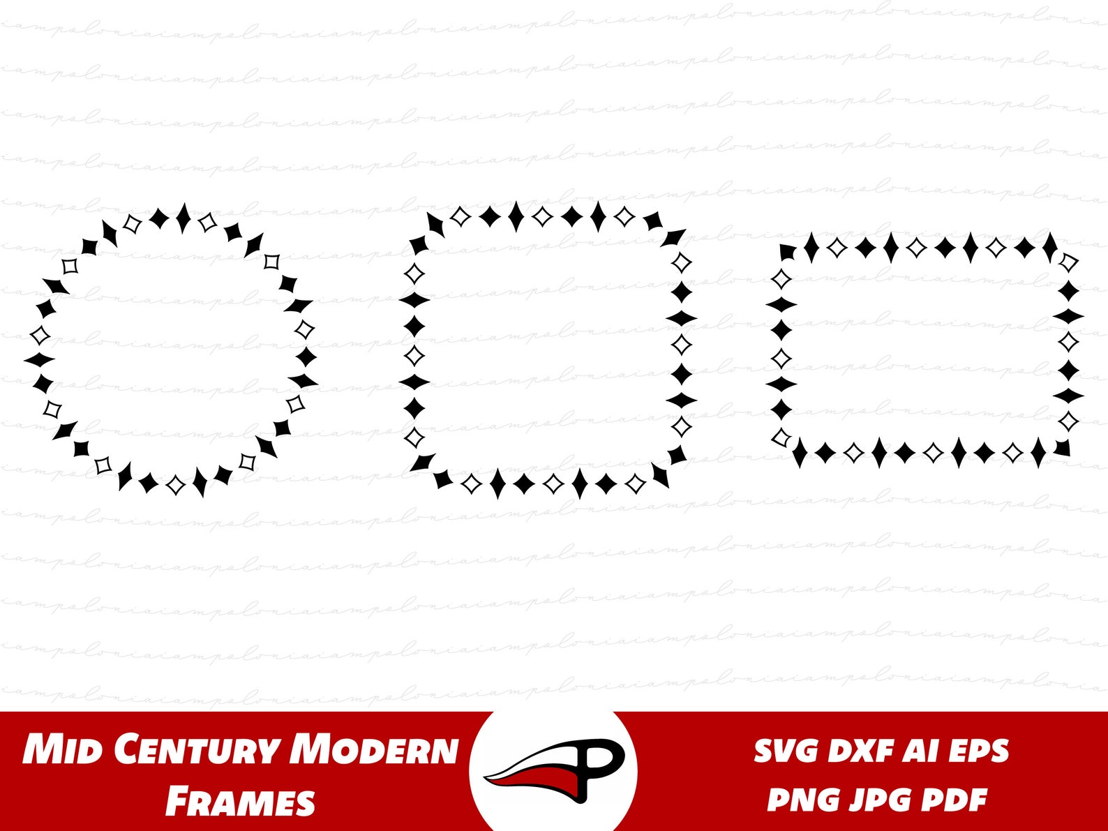 Mid Century Modern Frames SVG Bundle Retro PNG Borders - Etsy
