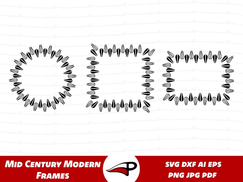 Mid Century Modern Frames SVG Bundle Retro PNG Borders - Etsy
