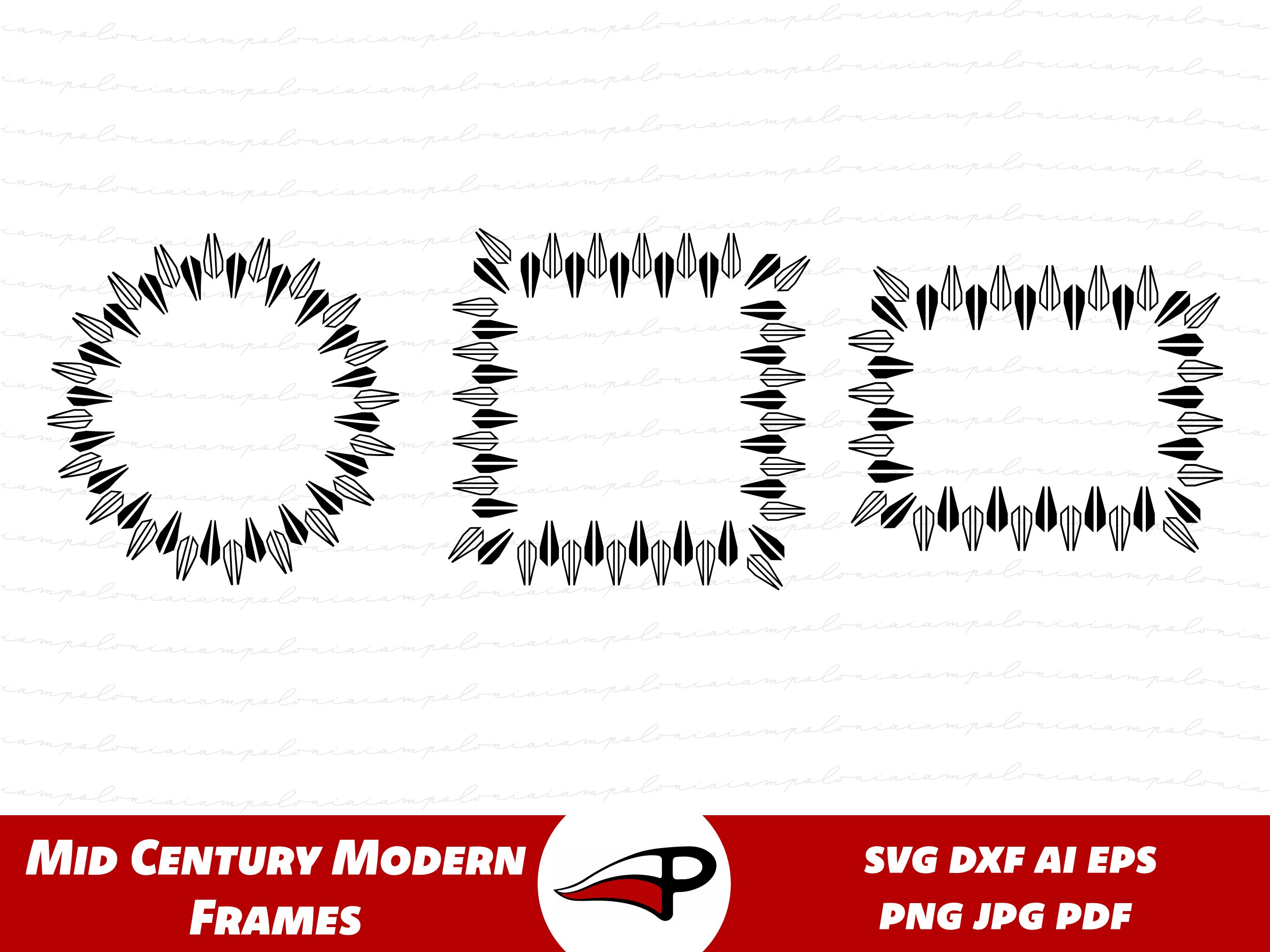 Mid Century Modern Frames SVG Bundle Retro PNG Borders - Etsy