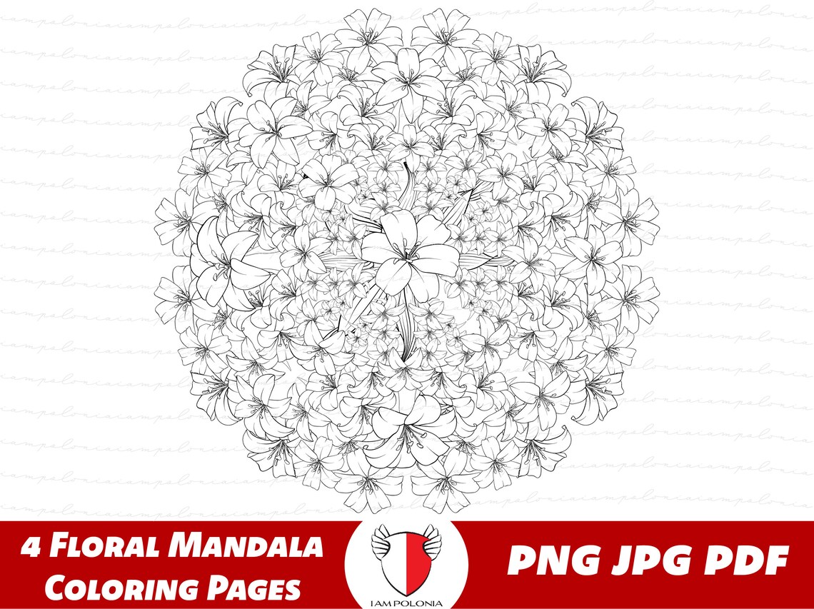 Flower Mandala Coloring Page Bouquet Coloring Pages Plants - Etsy