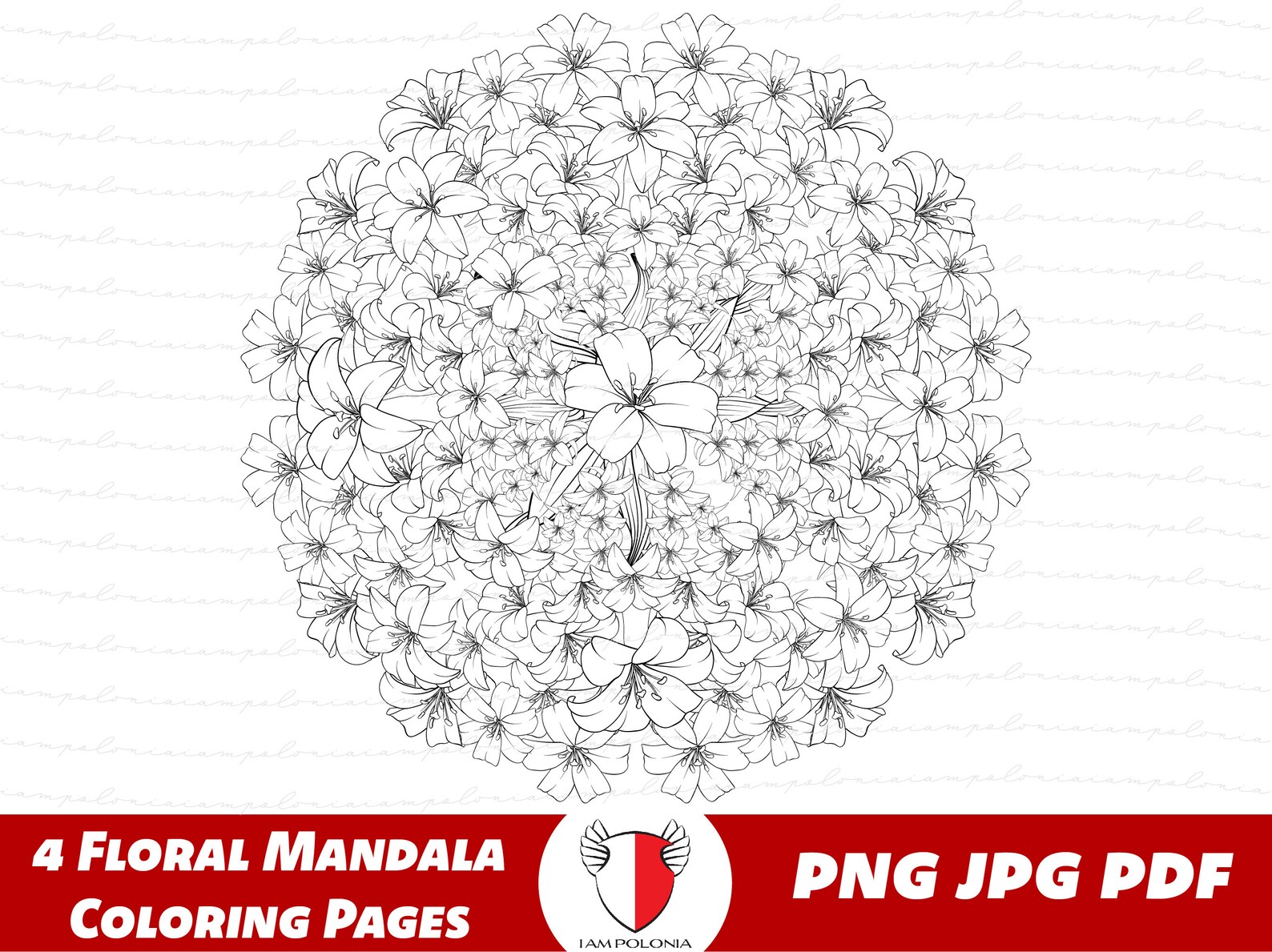 Flower Mandala Coloring Page Bouquet Coloring Pages Plants - Etsy