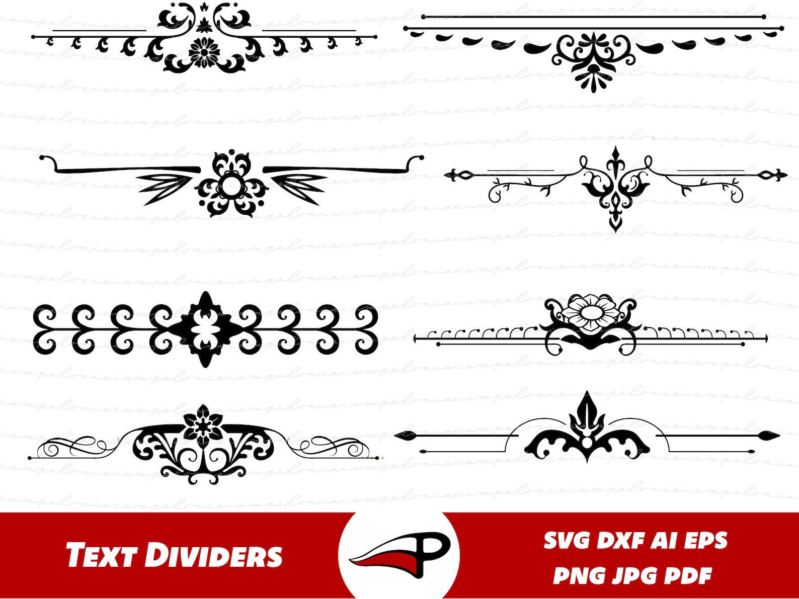 Elegant Text Dividers SVG, Wedding Invitation Decor Png, DIY Fancy ...