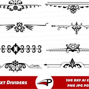 Elegant Text Dividers SVG, Wedding Invitation Decor Png, DIY Fancy ...