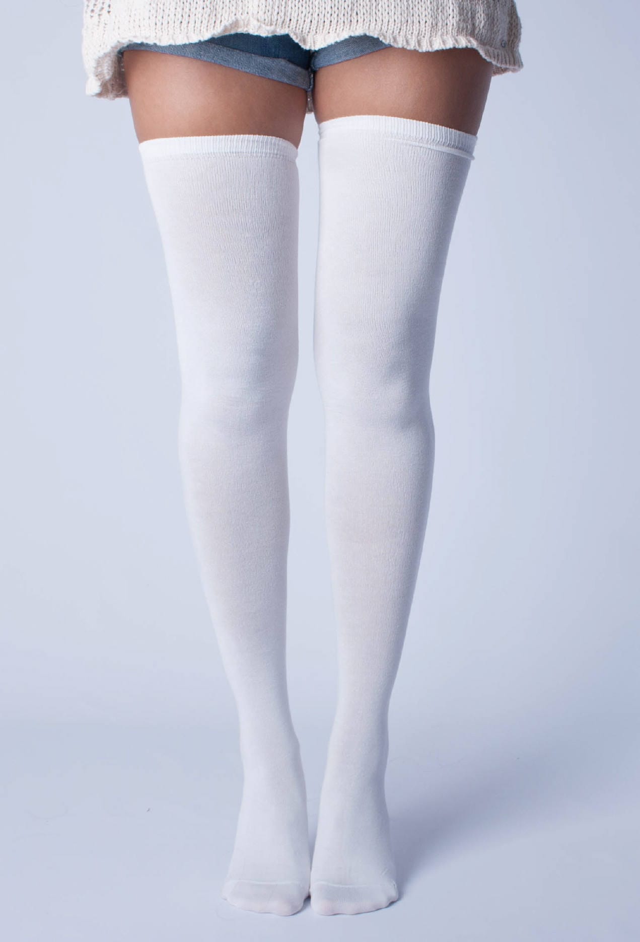 White Thigh High Socks Etsy Uk