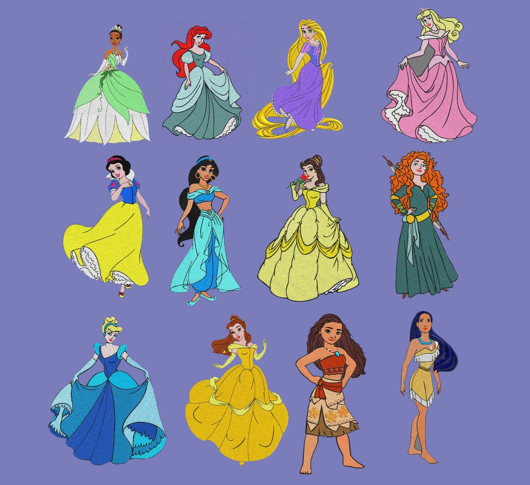 Embroidery Design Digital 12 Set Princesses 5x7 - Etsy