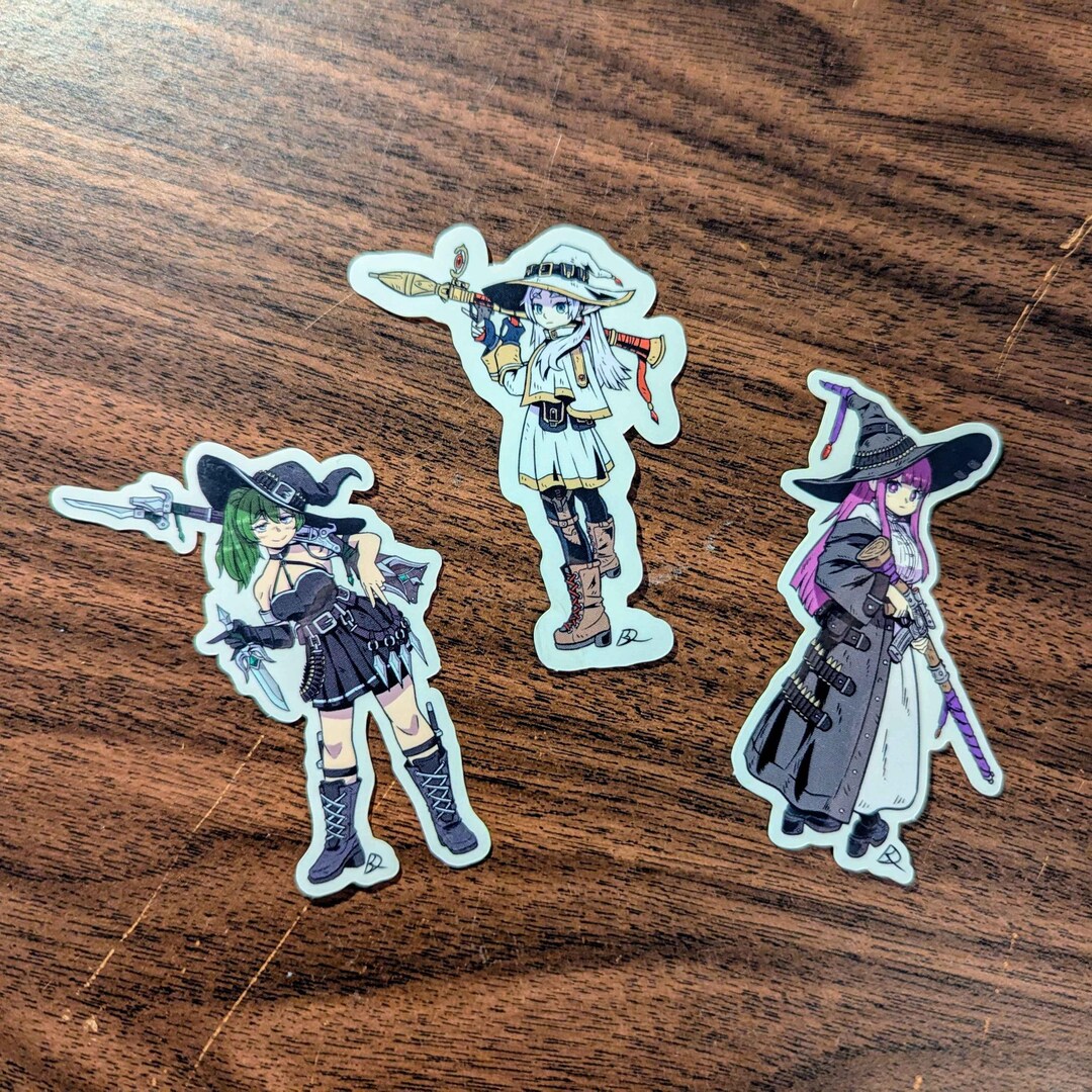 Frieren Gun Witch Sticker Pack! 3 Stickers! - Transparent Vinyl ...