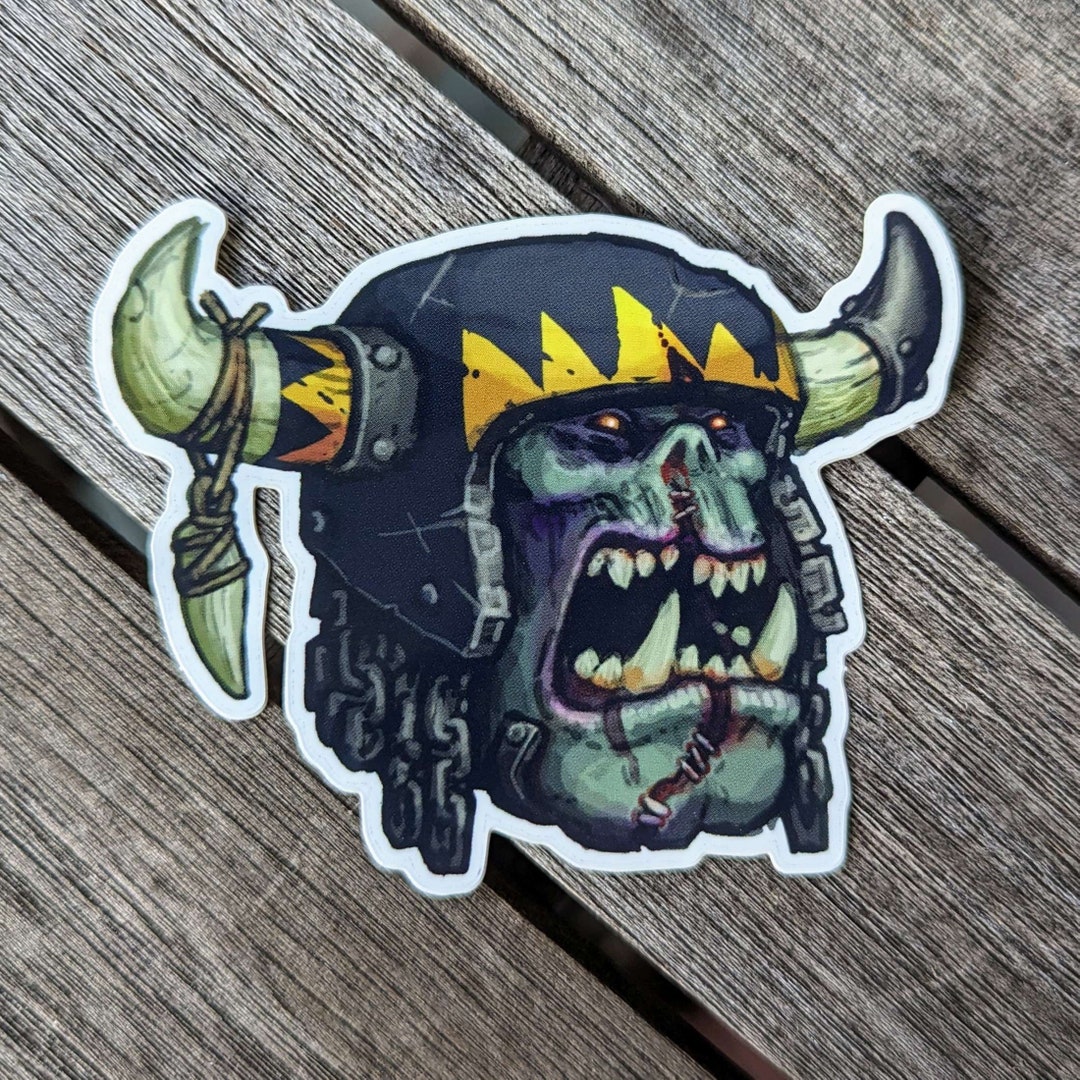 Helmeted Space Orc - Glossy Vinyl Sticker | 3in | - Etsy