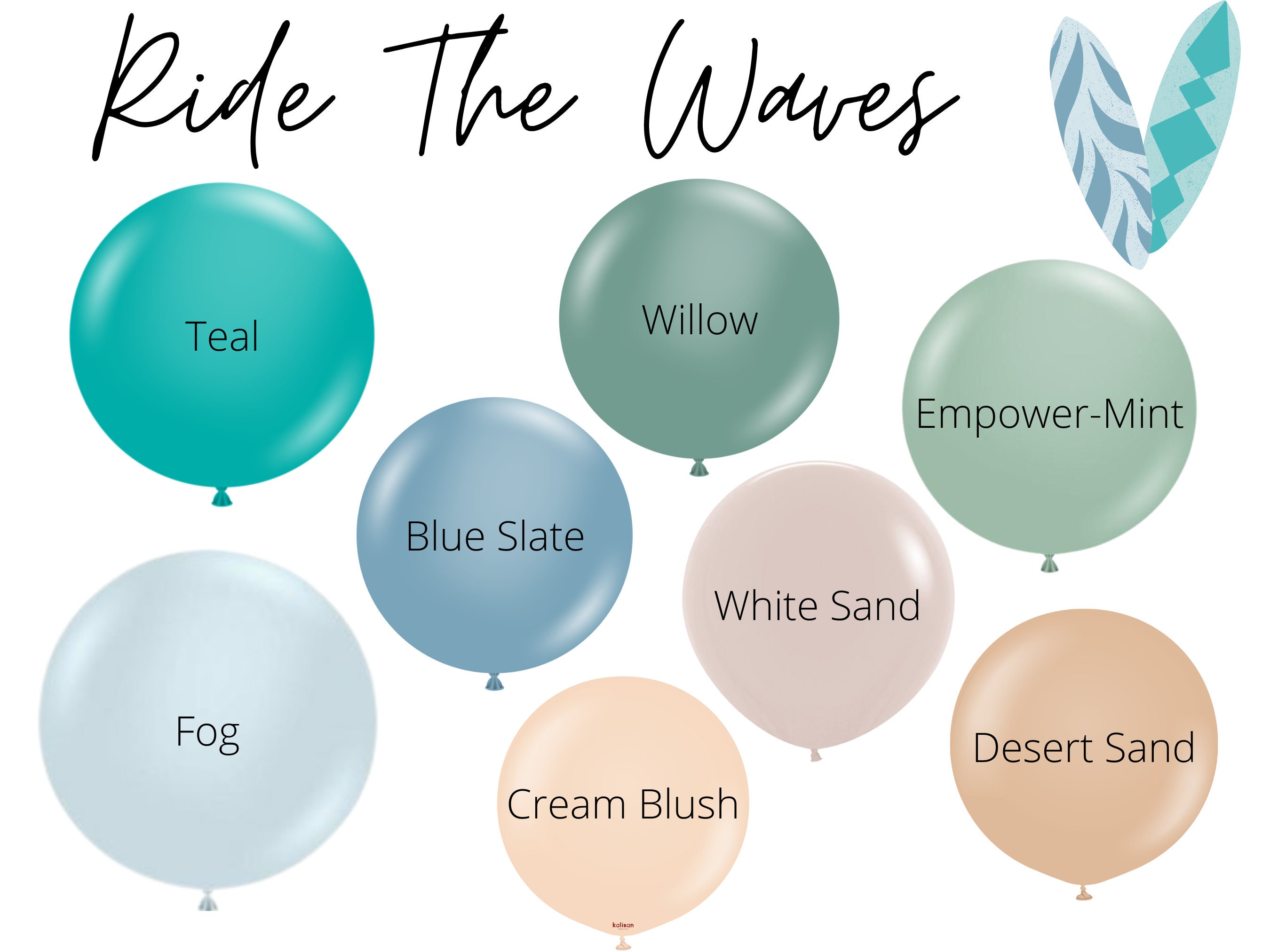 Ride the Waves Surf Color Palette / Surf Balloon Garland the - Etsy