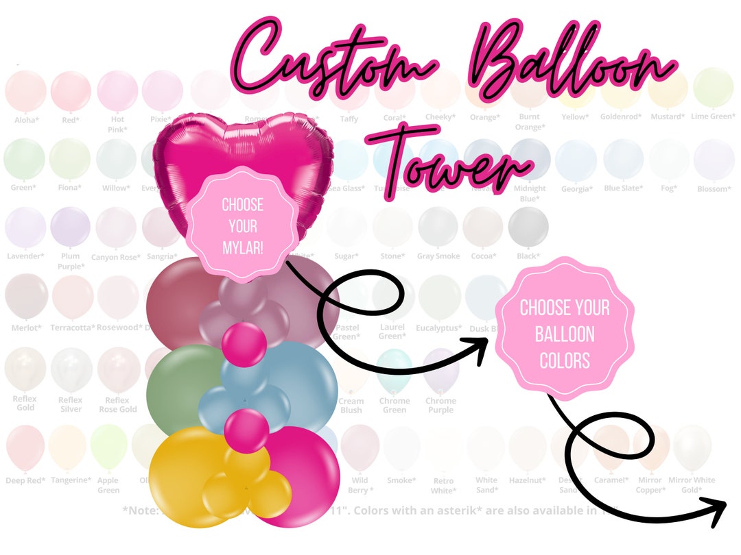 Custom Balloon Tower / DIY Balloon Tower, Choose Your Colors, First ...