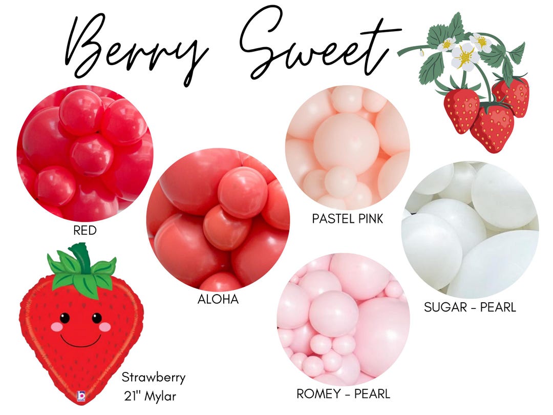 Berry Sweet Biodegradable Balloons / Berry First Birthday, Strawberry ...