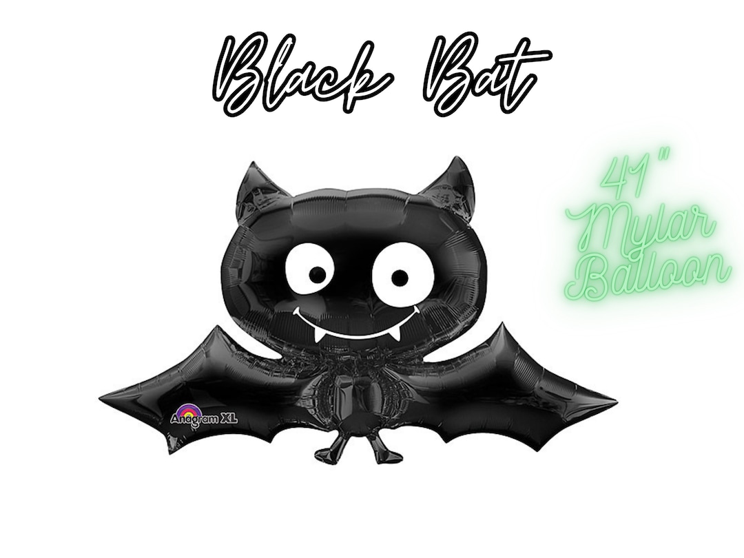 Black Bat 41 Mylar Balloon / Cute Bat Balloon, Halloween Balloons, Bat ...