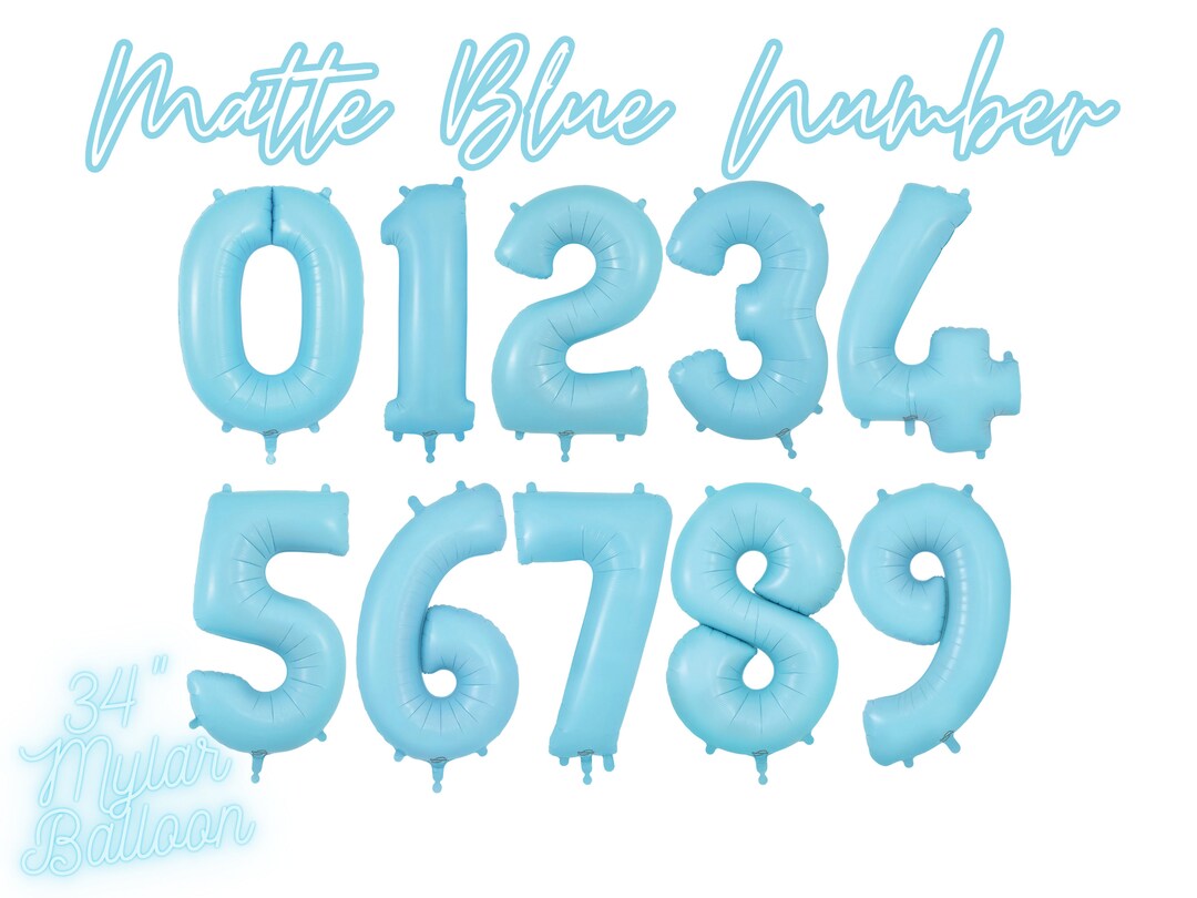 Matte Blue Number / Number Shaped Balloon, Jumbo Number Balloons ...