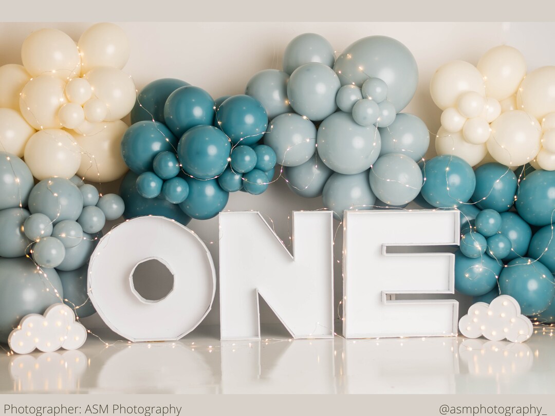 Azure Sky Balloon Garland Kit / on Cloud One First Birthday, Modern Blue Cloud Baby Shower, Blue ...