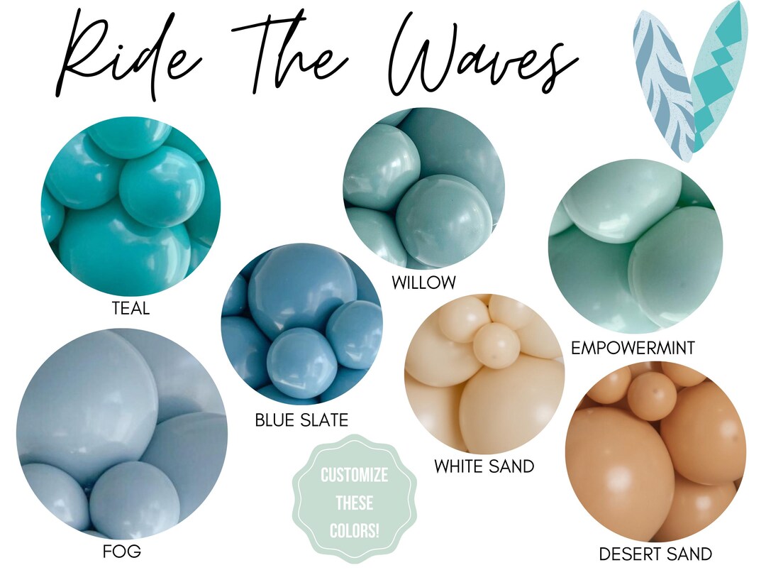 Ride the Waves Surf Color Palette / Surf Balloon Garland, the Big One ...